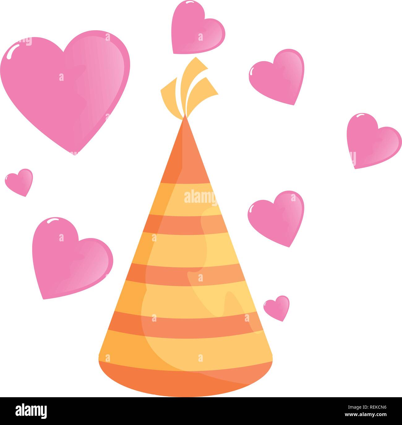 party hat hearts happy valentines day vector illustration Stock Vector ...