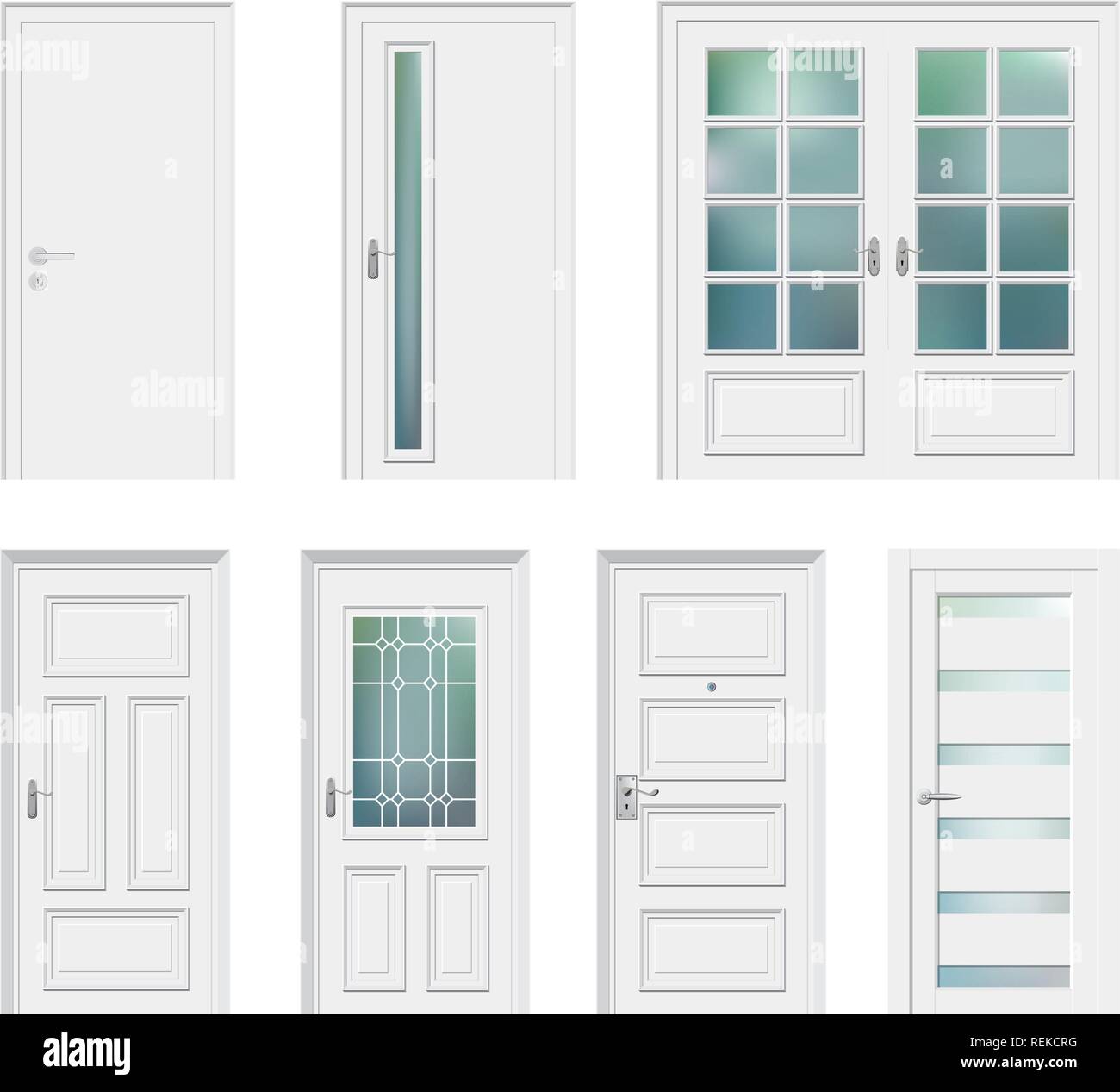 Set of different white door vector illustration Stock Vector Image ...