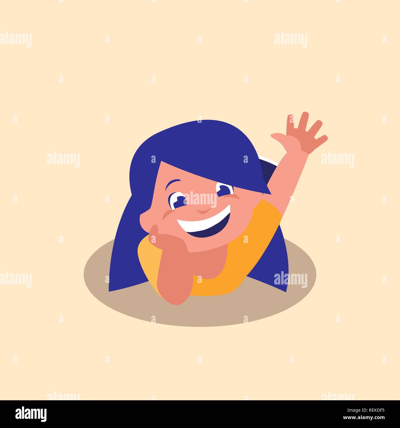 cute little girl greeting avatar character vector illustration design ...