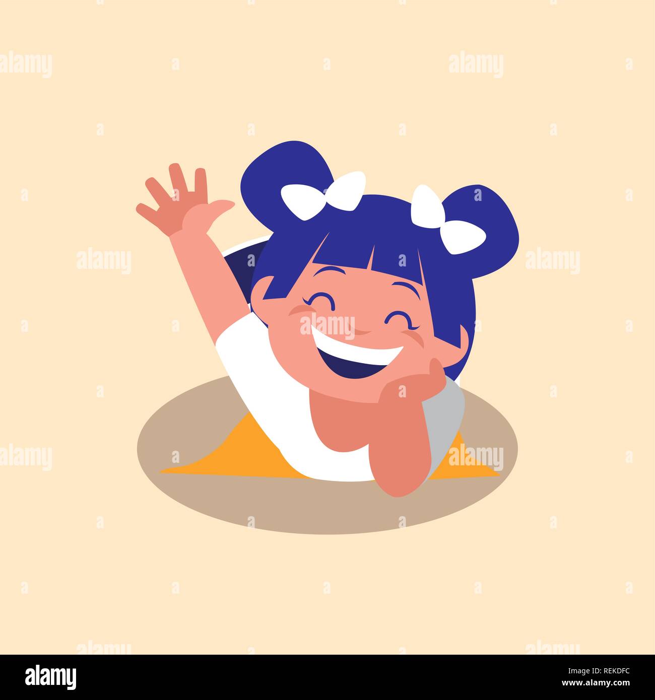 cute little girl greeting avatar character vector illustration design ...