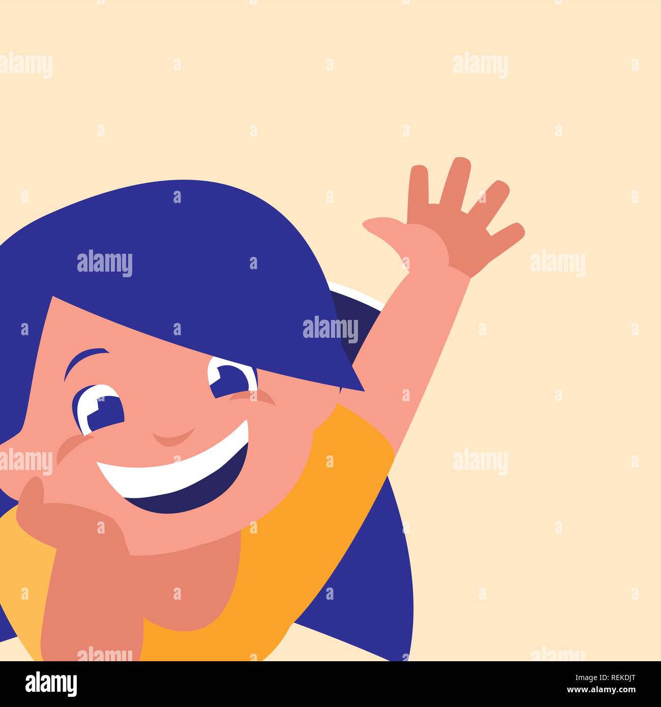 cute little girl greeting avatar character vector illustration design ...
