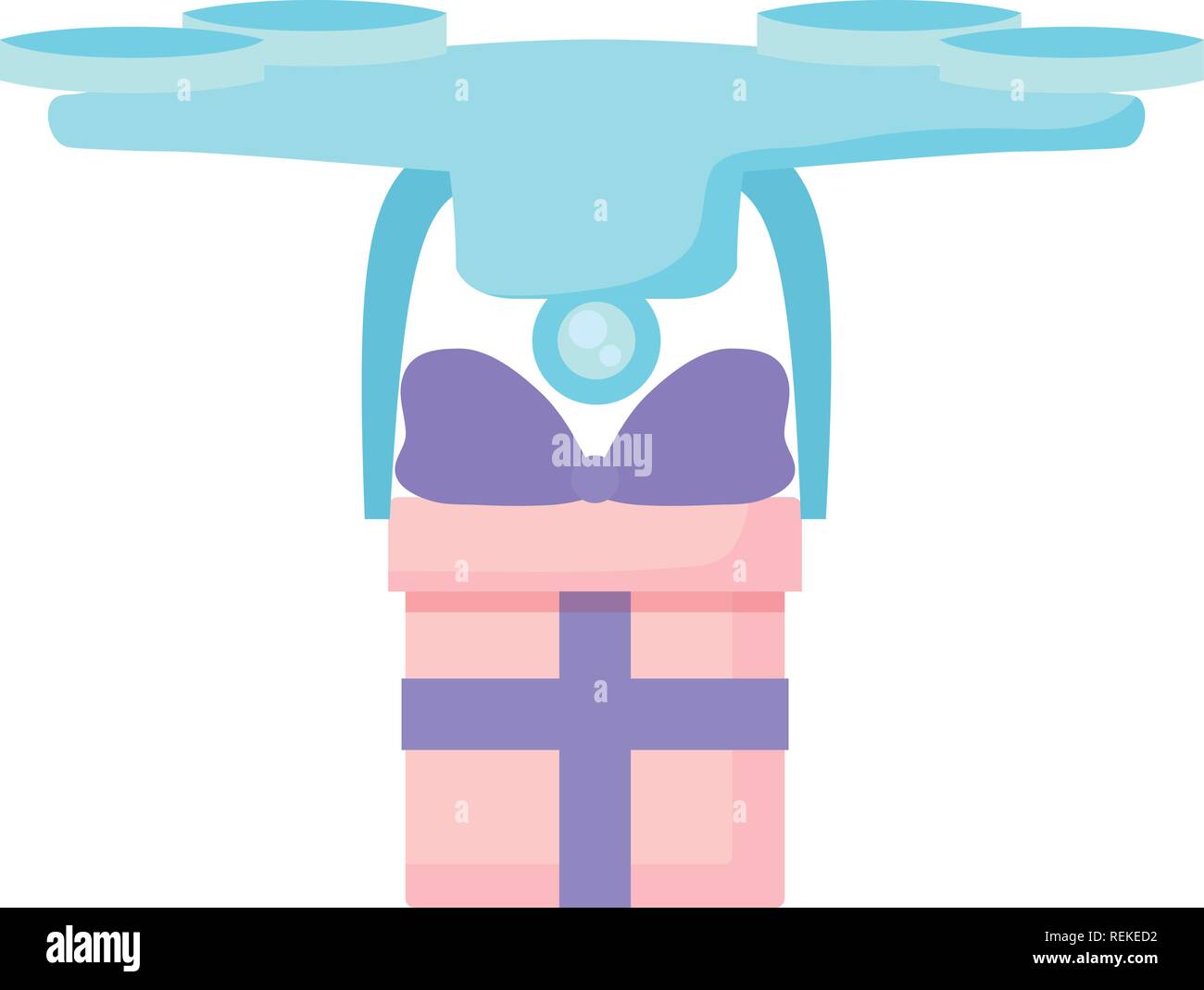 Drone with gift box Over white background, vector illustration Stock ...