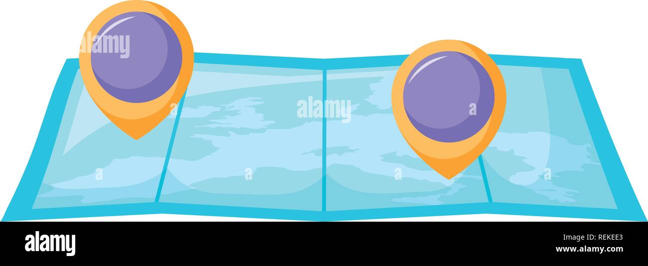 map with location pins Over white background, vector illustration Stock ...