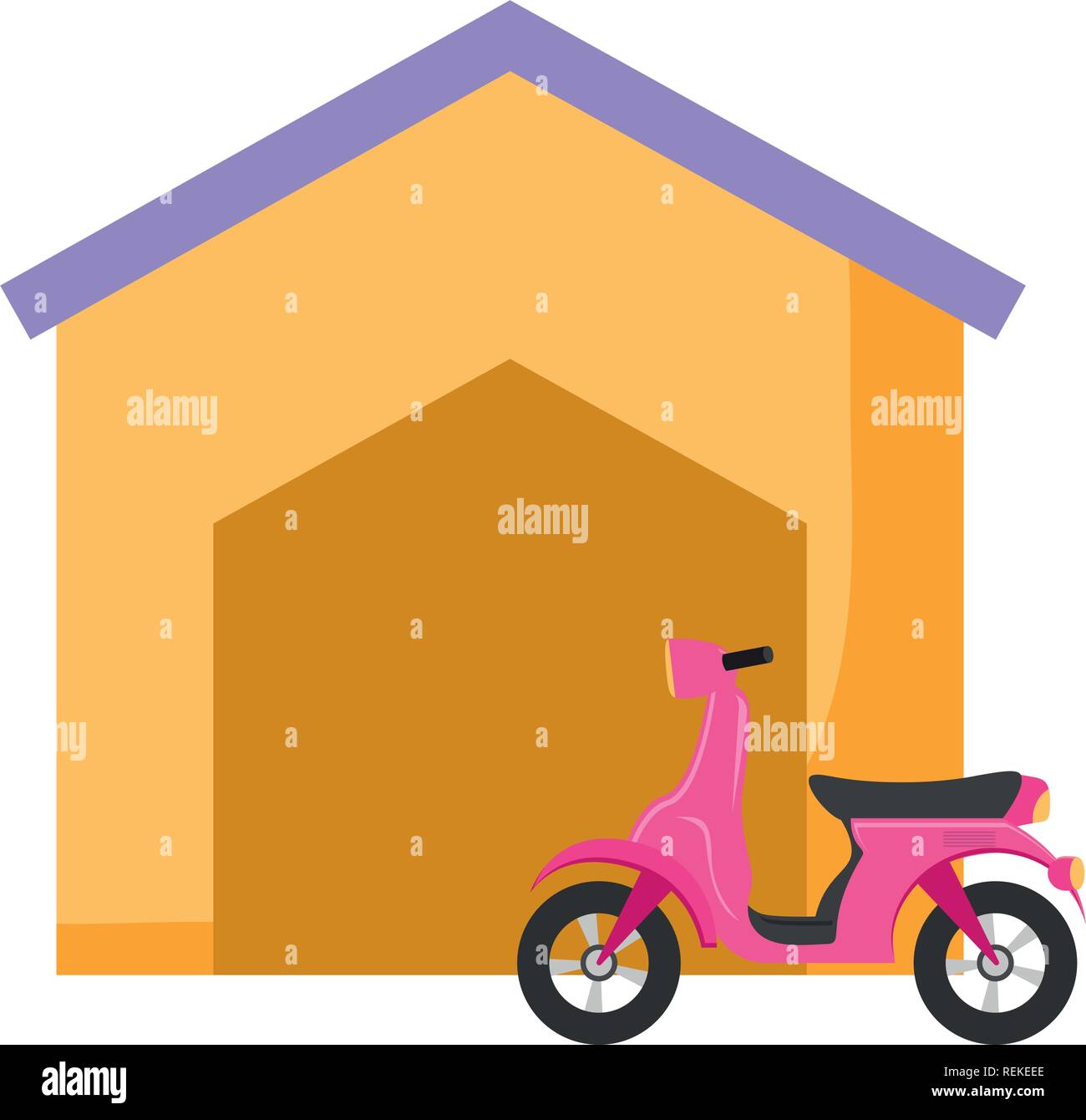 Motorcycle and house over white background, vector illustration Stock ...