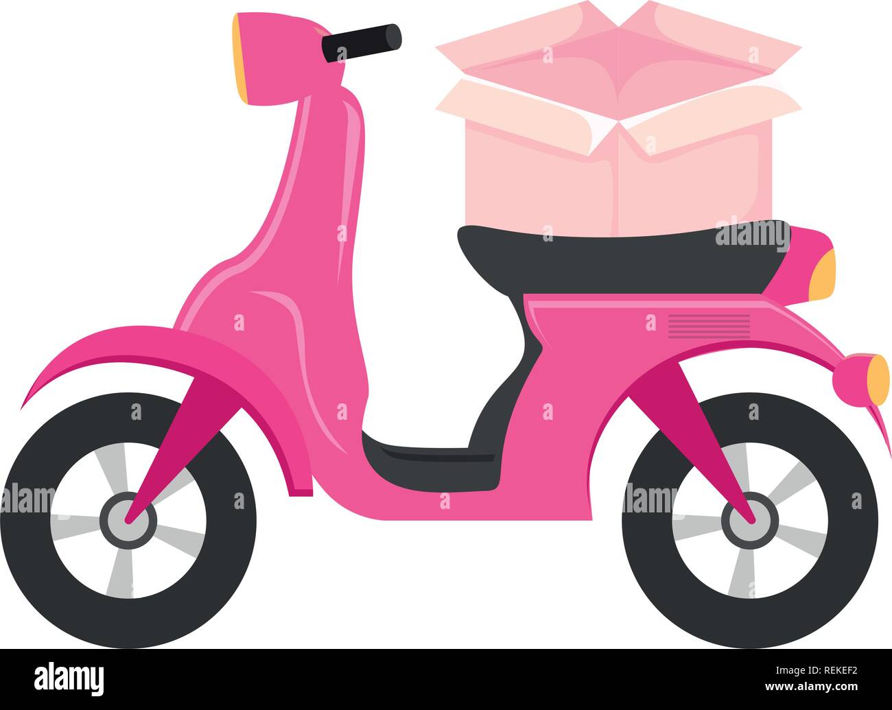 Motorcycle with a box over white background, vector illustration Stock ...