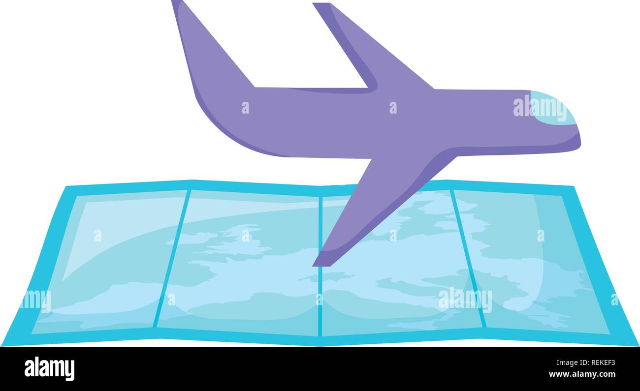 Airplane and map Over white background, vector illustration Stock ...