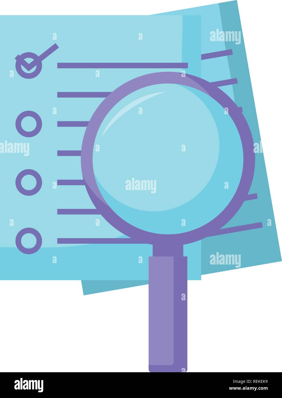 Magnifying glass and checklist Over white background, vector ...