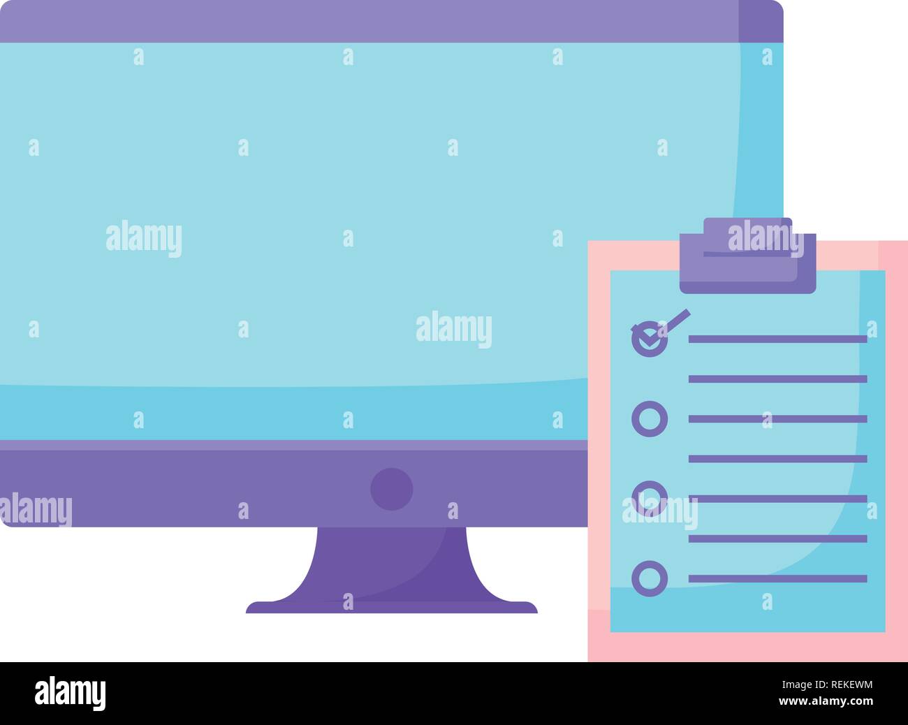 Computer and checklist over white background, vector illustration Stock Vector Image & Art - Alamy