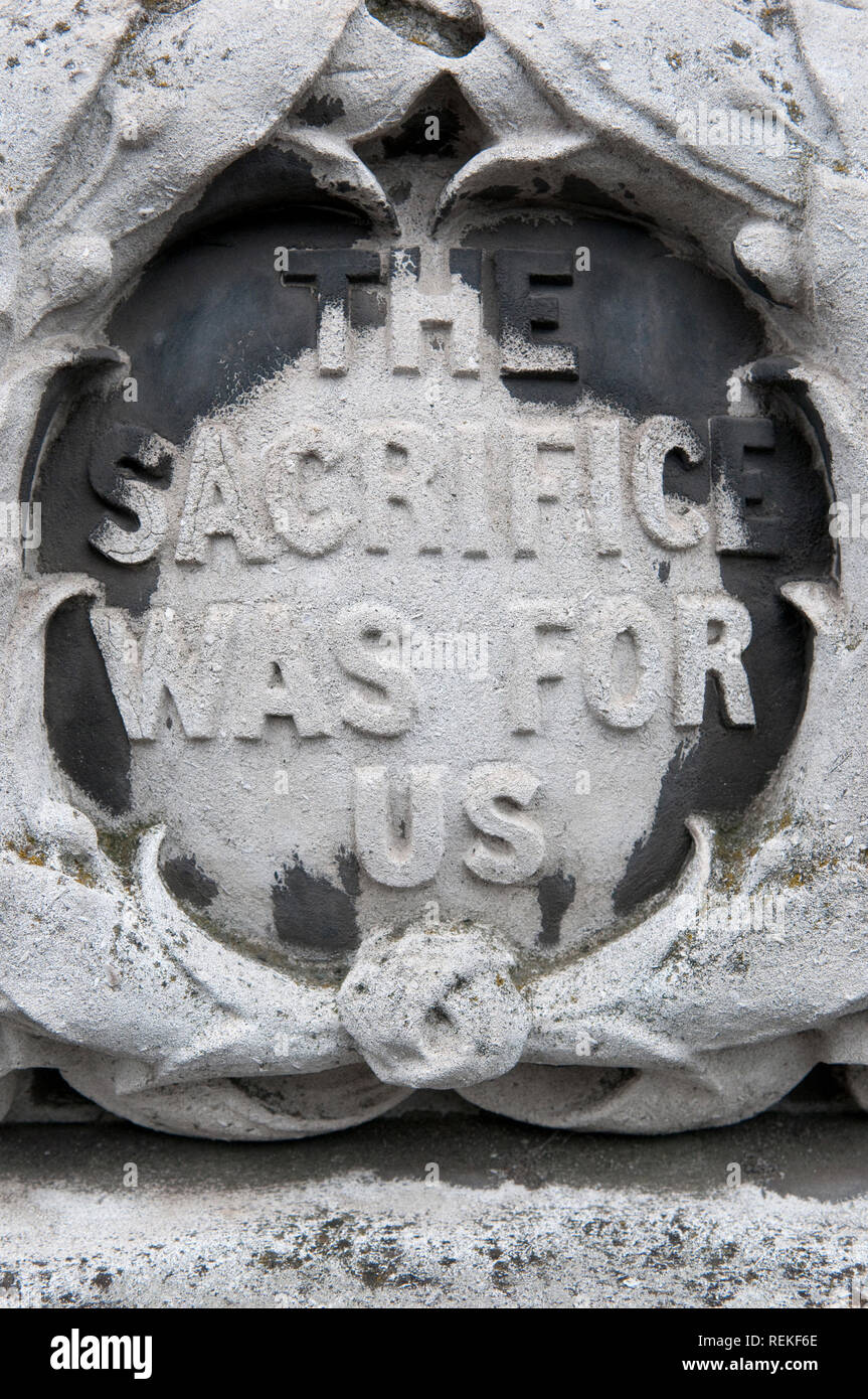 The Inscription The Sacrifice Was For Us In Stone On A War Memorial ...