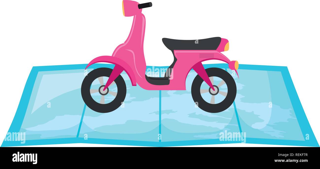 Motorcycle on a map over white background, vector illustration Stock ...