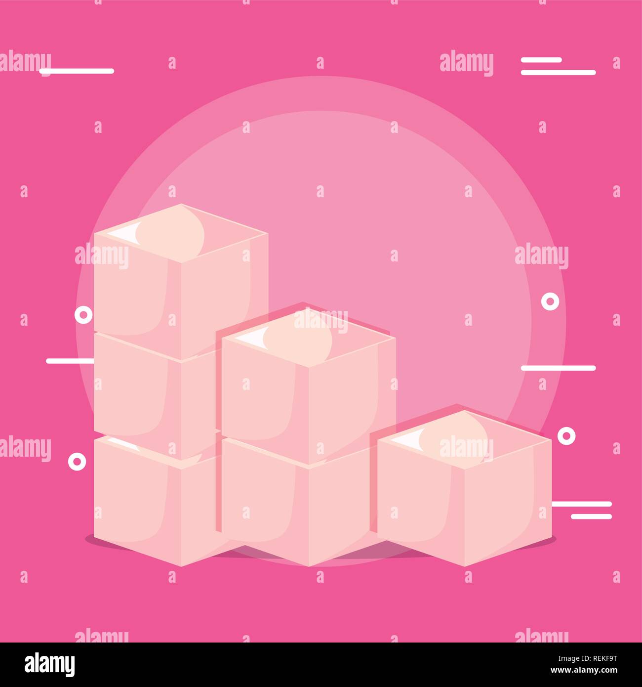 Boxes over pink background, colorful design. vector illustration Stock ...