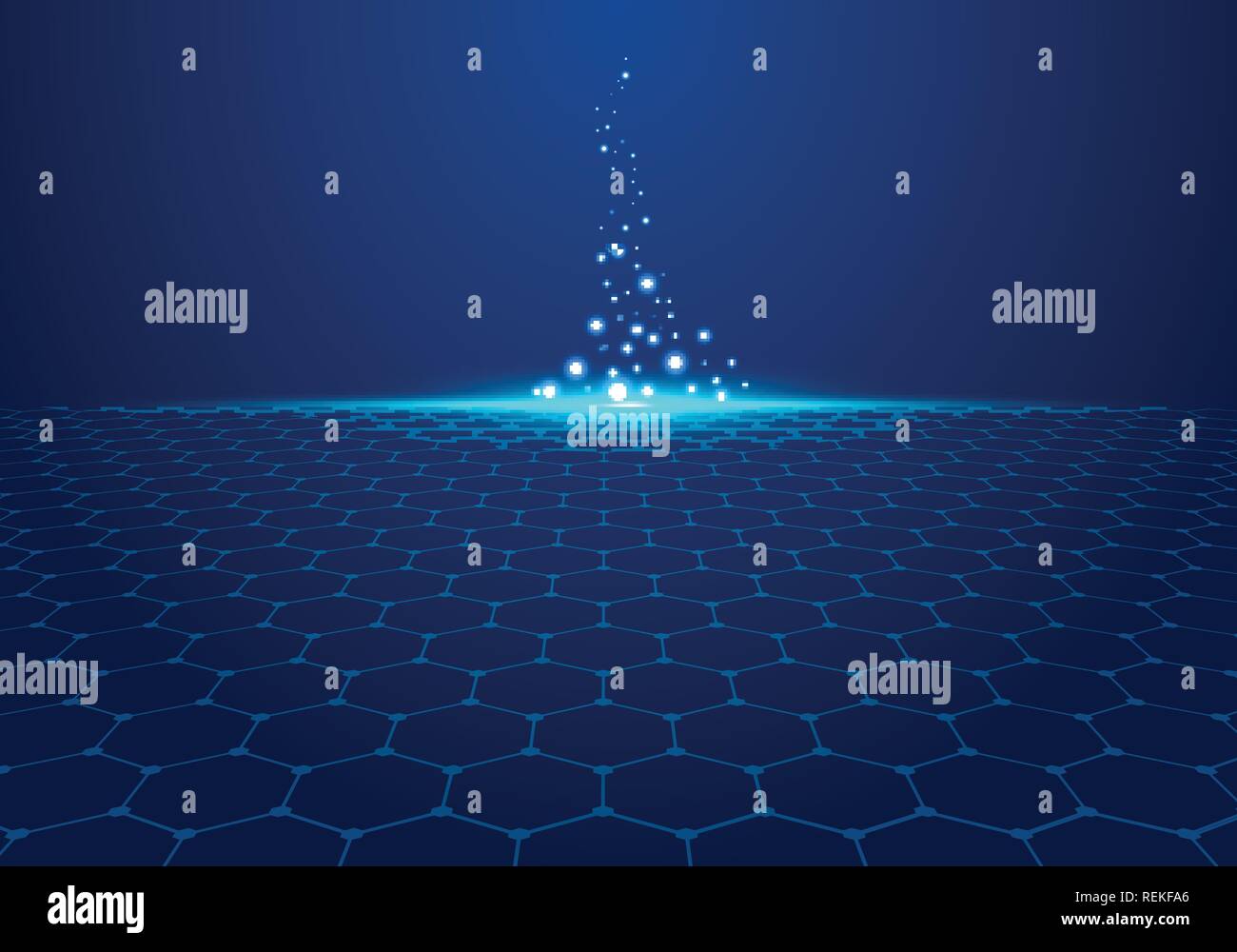 Abstract blue technology hexagon pattern on background with light ...