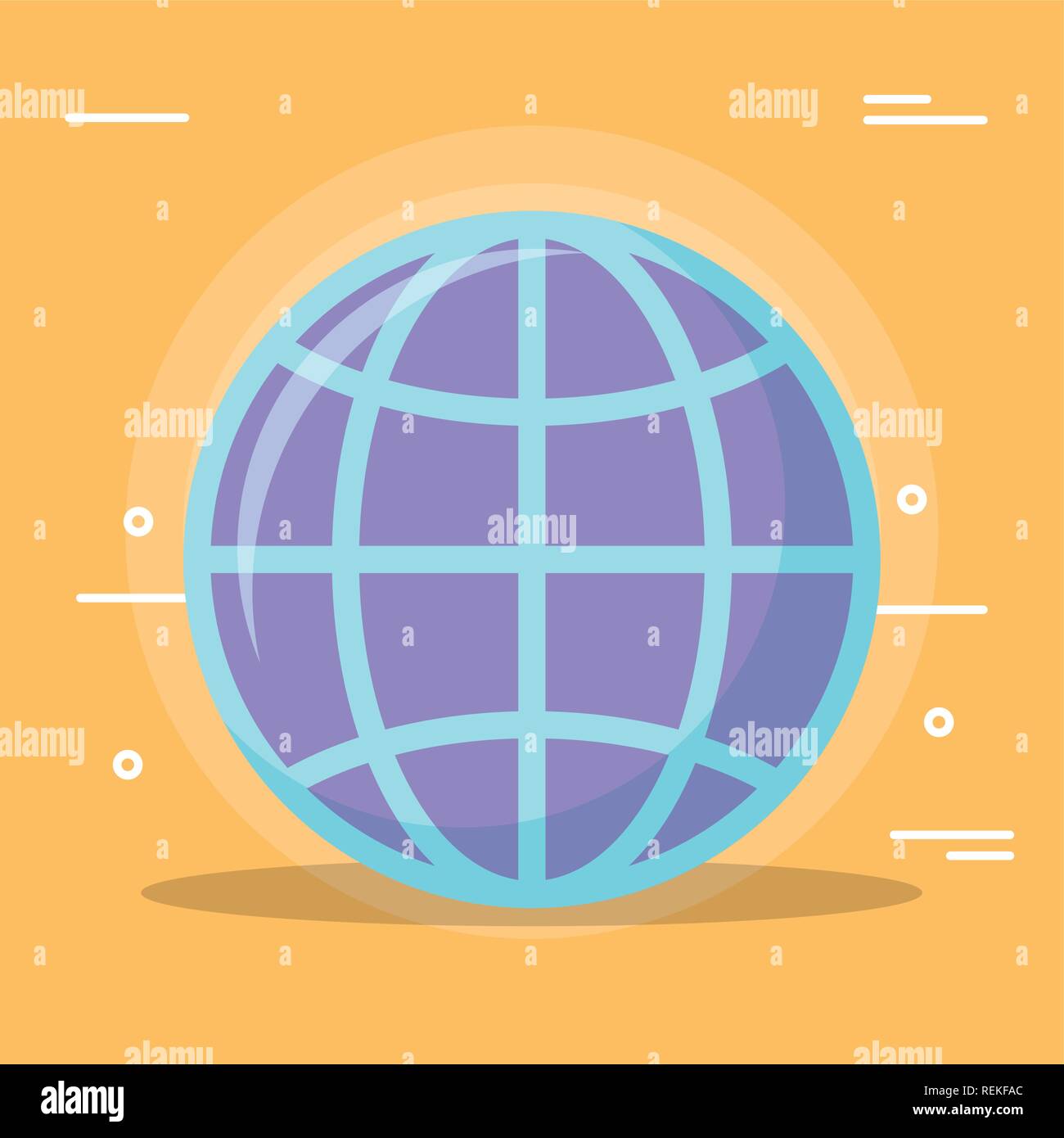 GLobal sphere icon Over yellow background, vector illustration Stock ...