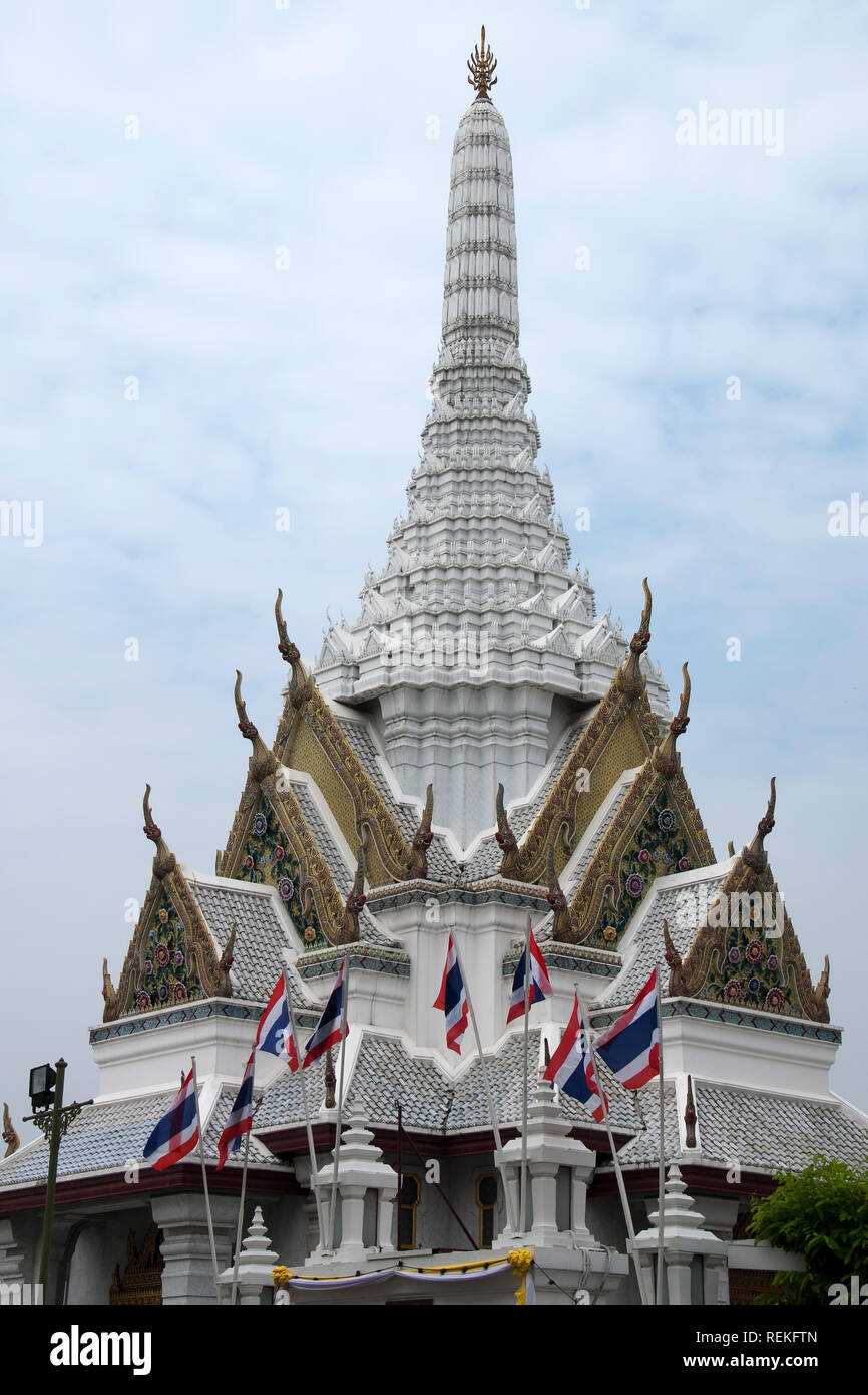Bangkok Thailand, City Pillar Shrine with Thai flags flying Stock Photo ...