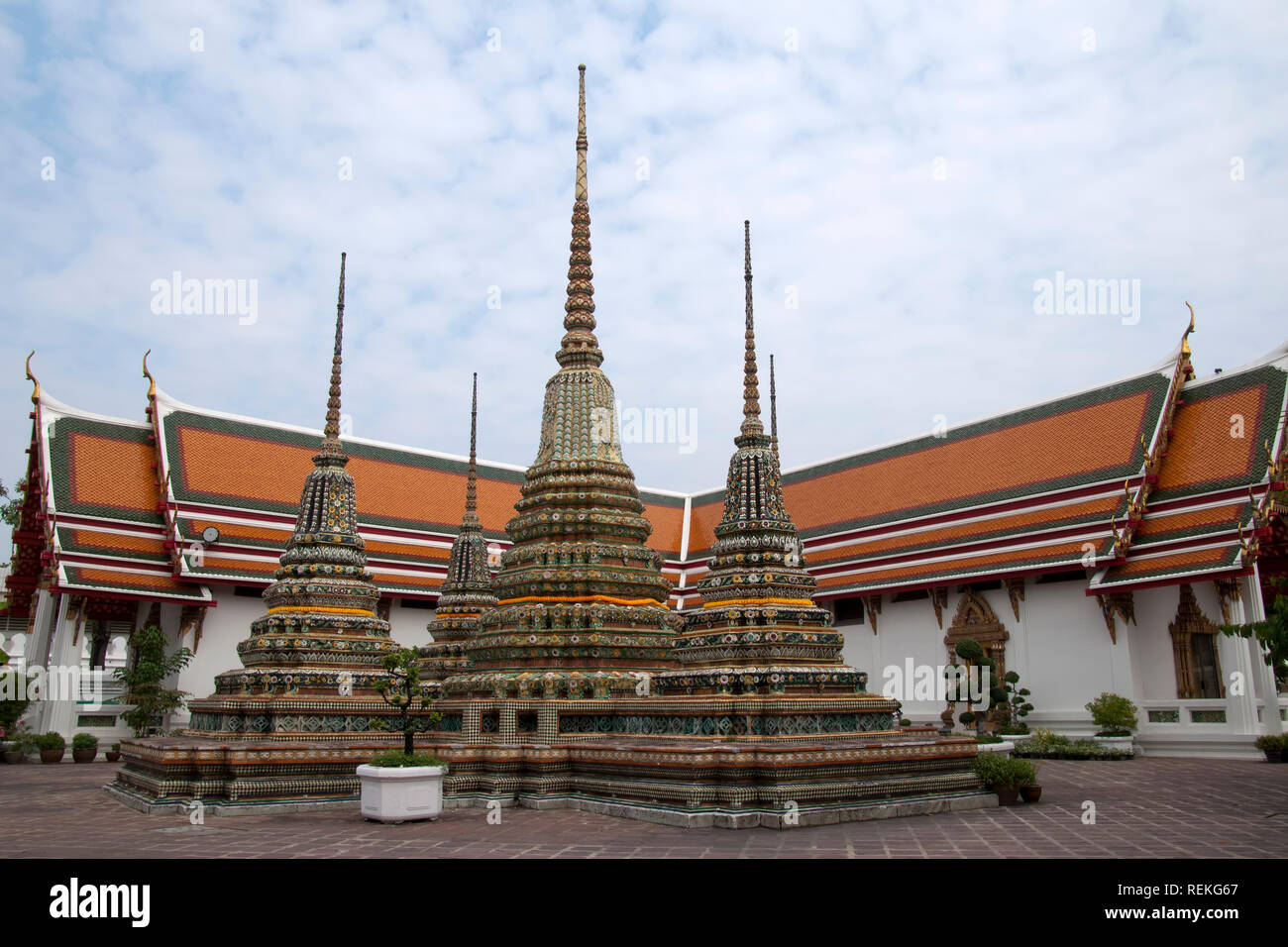 Bangkok Thailand, five chedis that shared a single base built by Rama I ...