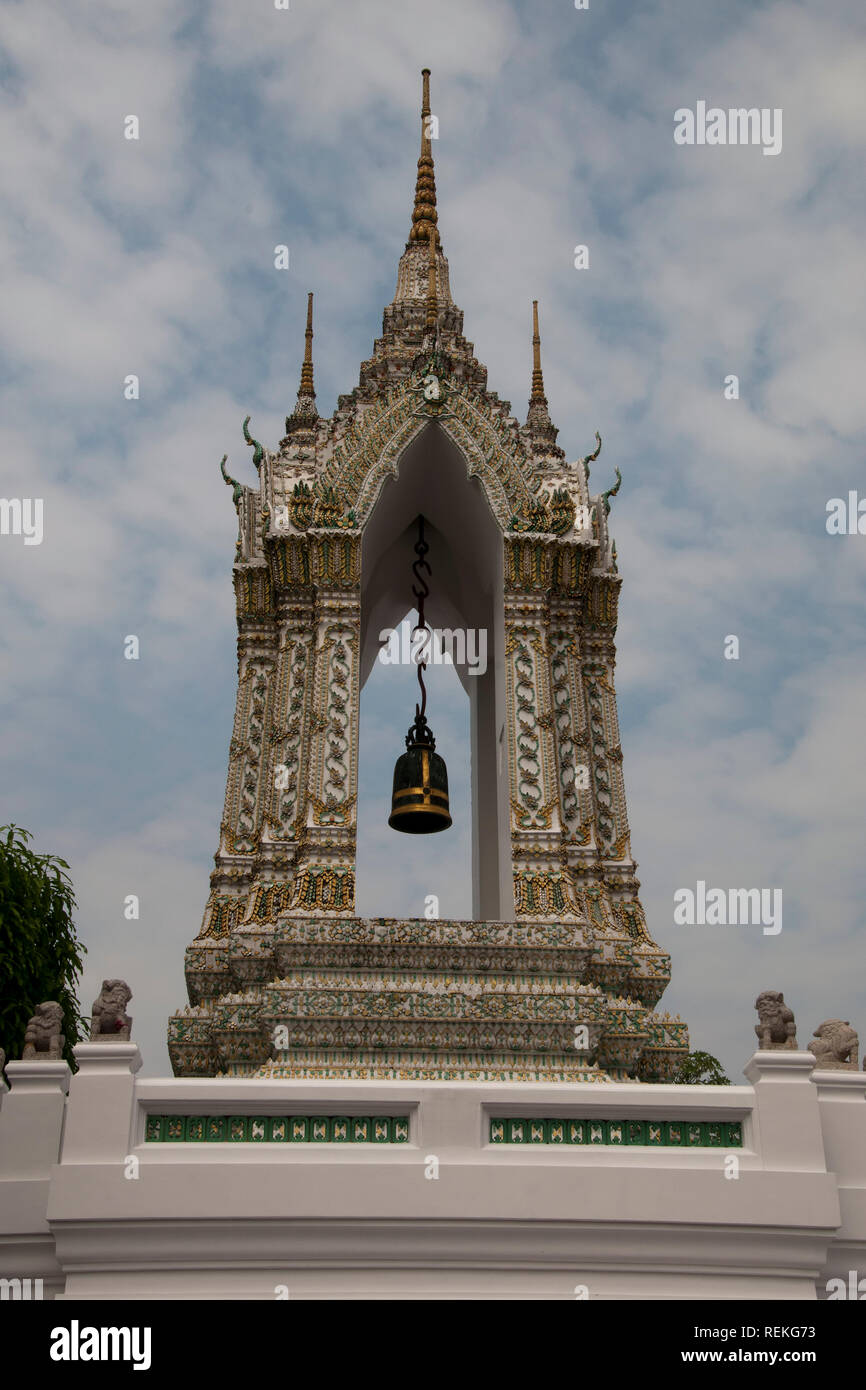 Bangkok Thailand, ornate bell tower at Wat Pho Stock Photo - Alamy