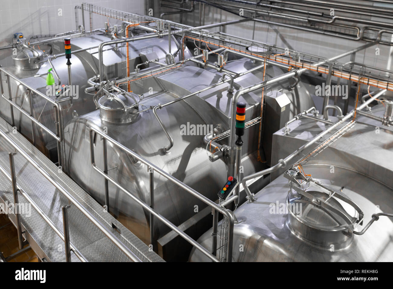 Modern industry equipment at factory manufacture background Stock Photo ...