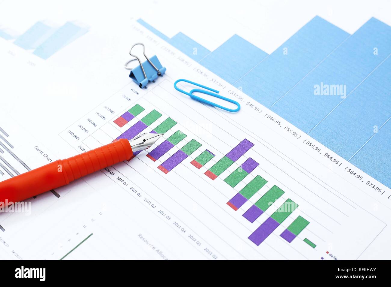 Picture of fountain pen and paper pin on the graph paper Stock Photo ...