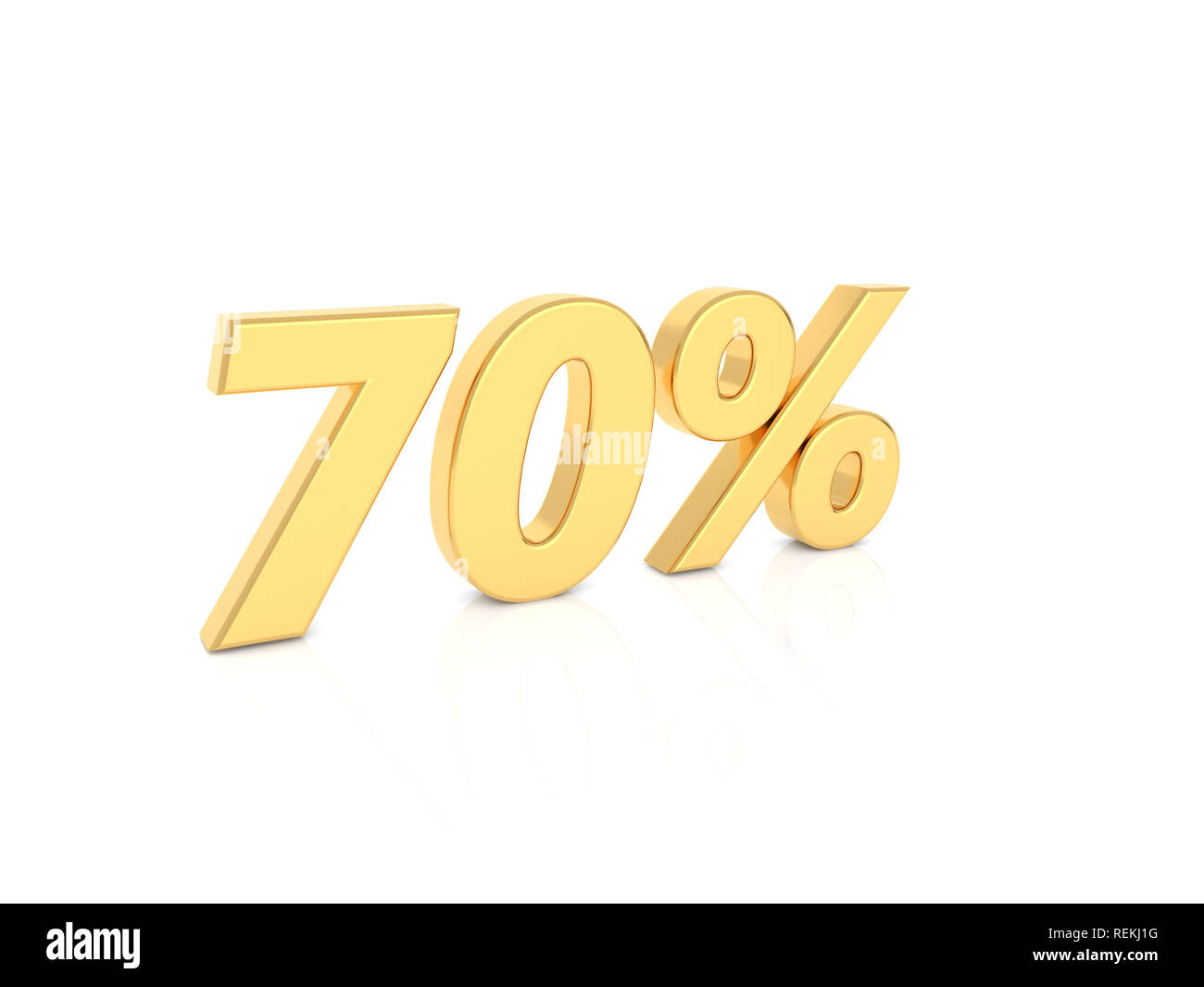 70% gold number on a white background. 3d render illustration Stock ...
