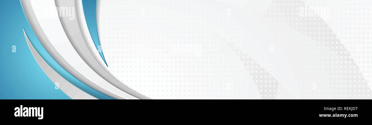 Abstract blue and grey tech wavy banner design. Vector web header ...