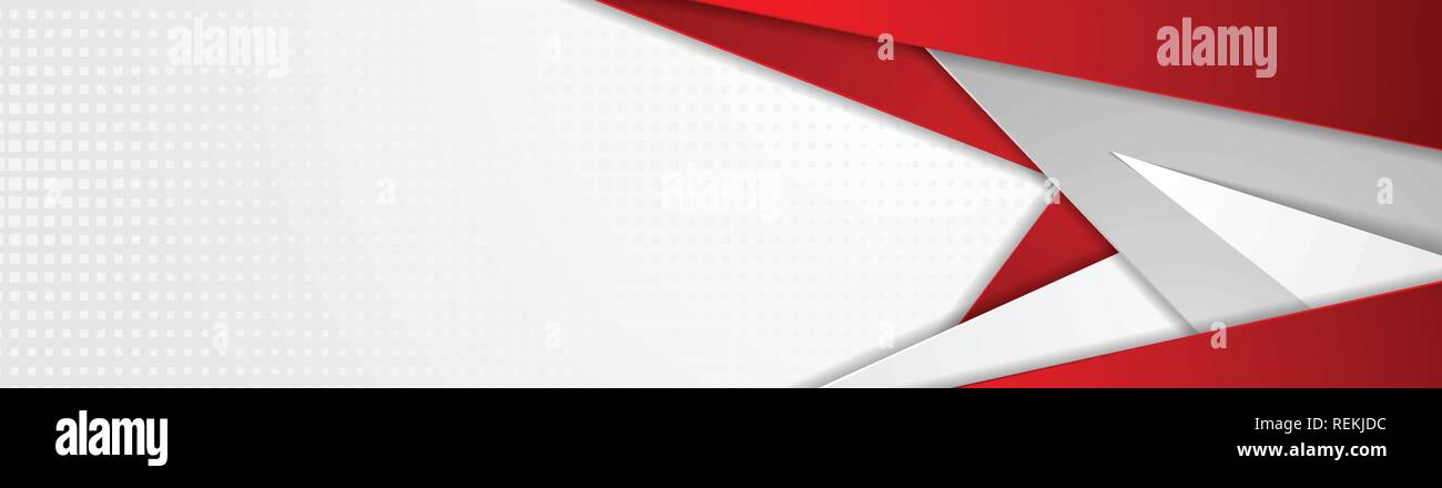 Abstract red and grey tech geometric banner design. Vector web header ...