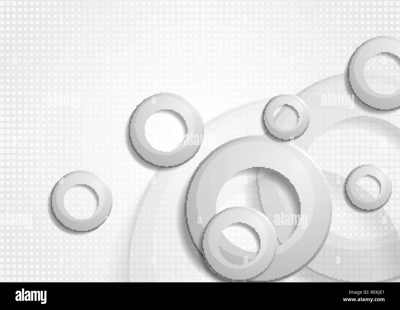 Grey abstract tech geometric texture background. Vector rings corporate ...
