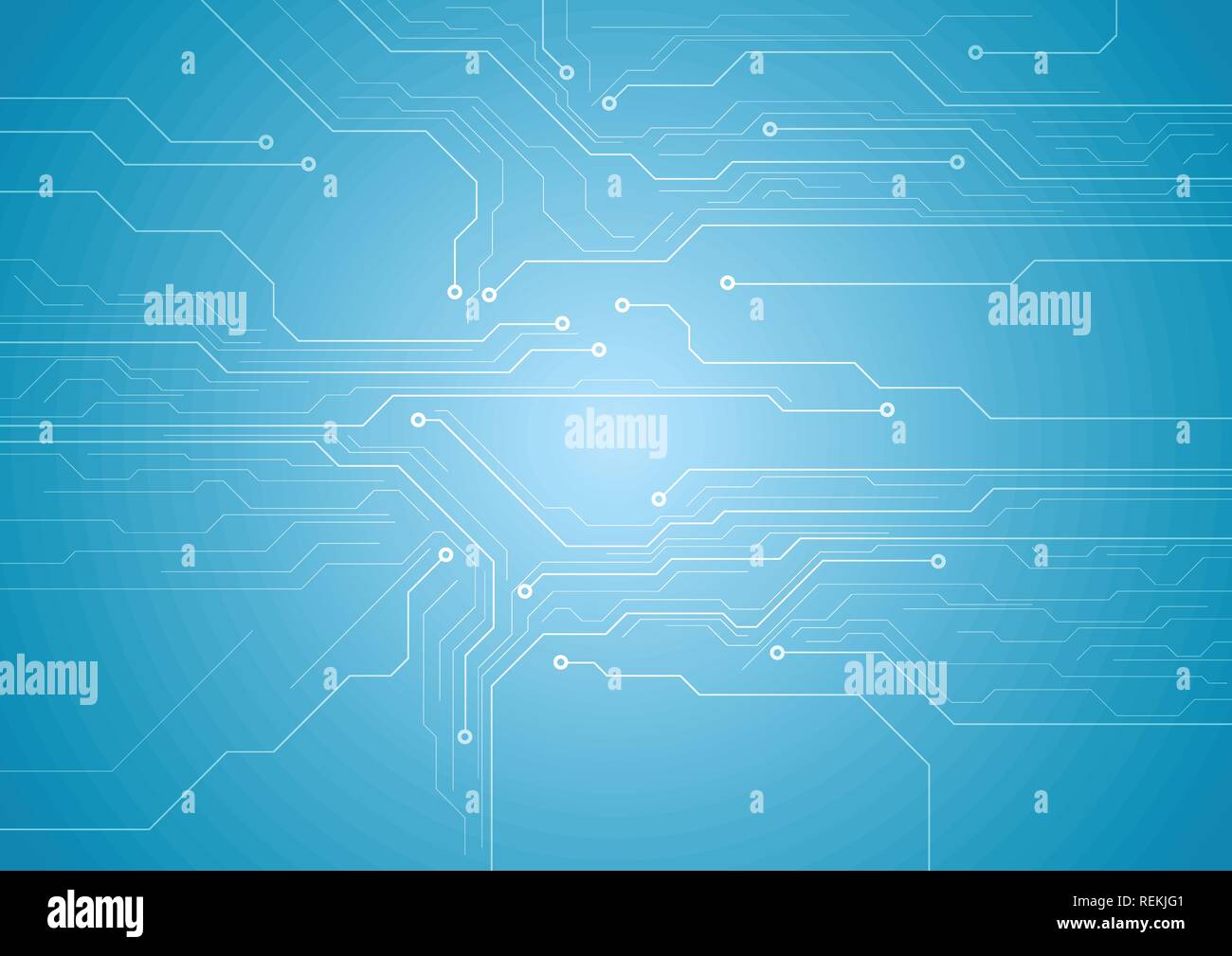 Bright blue circuit board chip technology background. Vector graphic ...