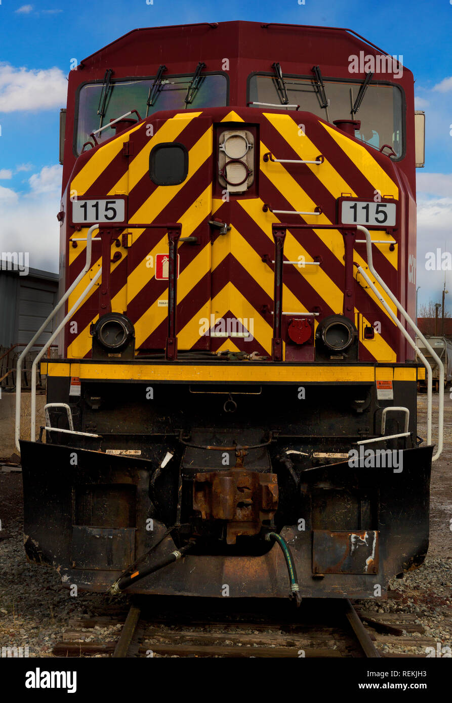 San Luis and Rio Grande diesel engine in the rail yard of Alamosa ...