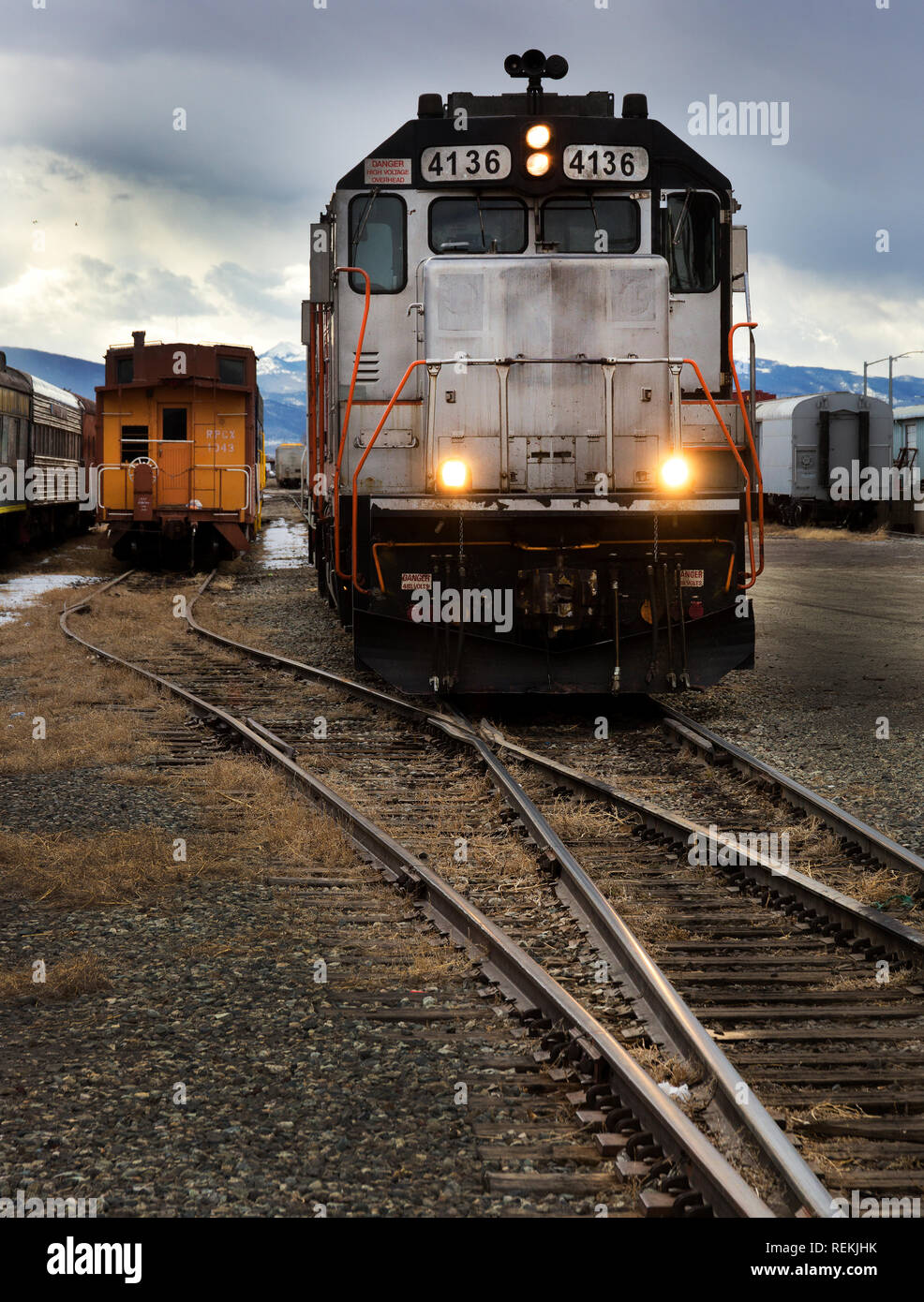 San Luis and Rio Grande diesel engine in the rail yard of Alamosa ...