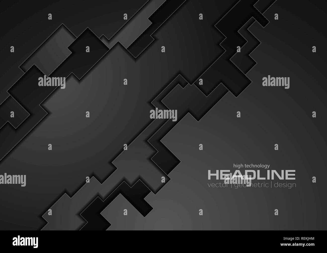 Dark black tech geometric abstract background. Vector design Stock ...