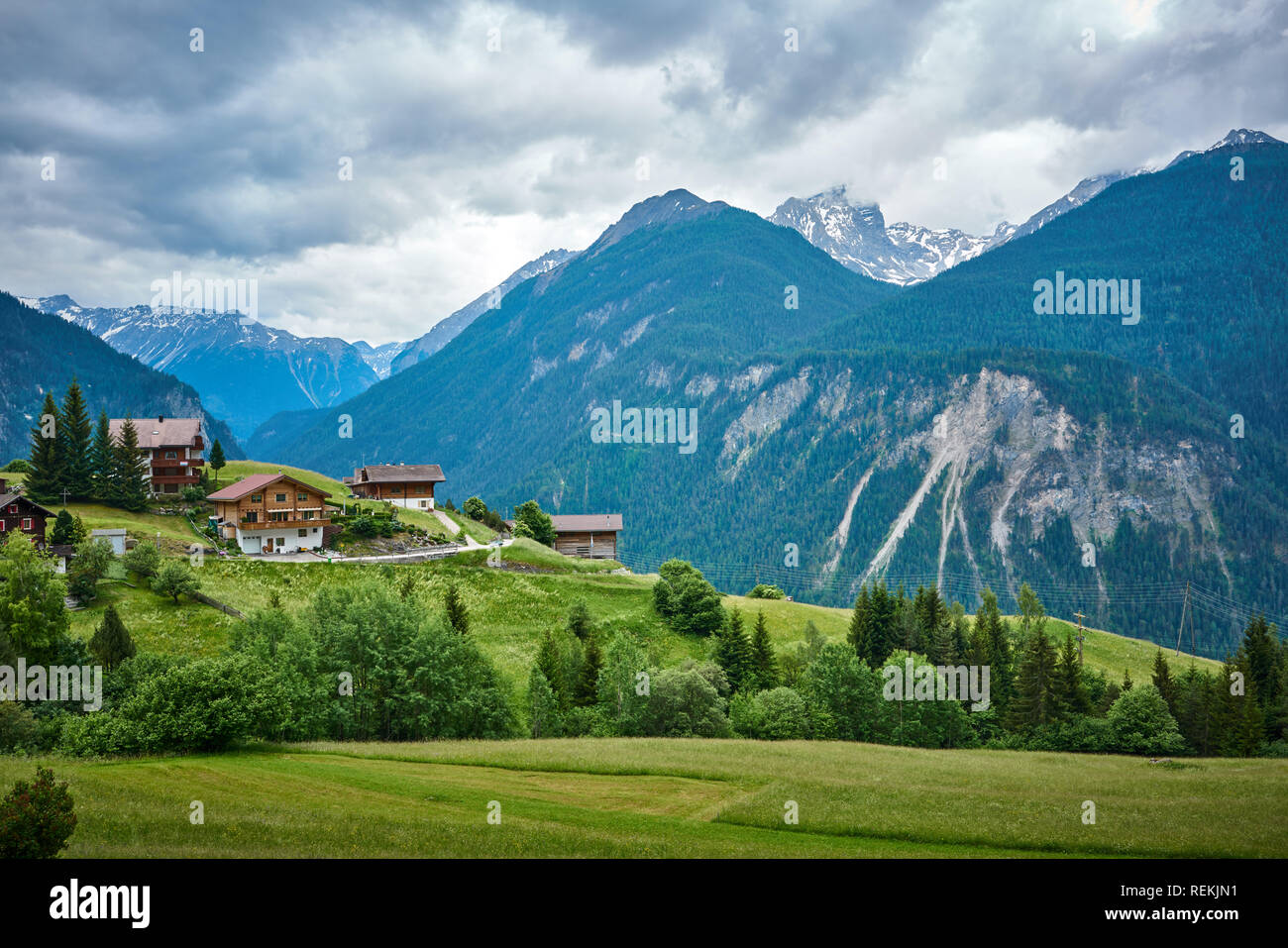 Landscape panorama of mountain village, Appenzell, Switzerland Stock ...