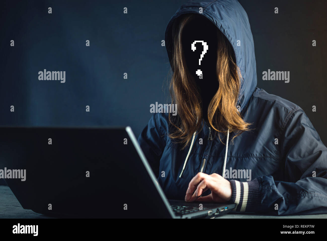Anonymous Girl Hacker Programmer Uses A Laptop To Hack The System
