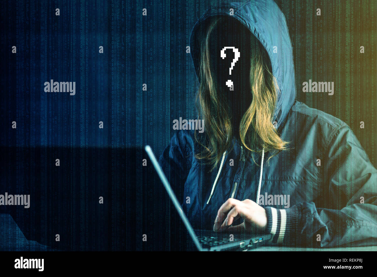 Anonymous Girl Hacker Programmer Uses A Laptop To Hack The System