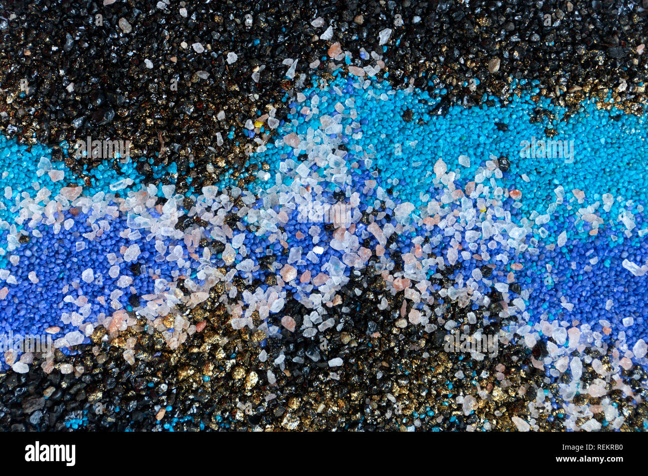 Layered colorful sand pattern. Marble style background. Blue and gold ...