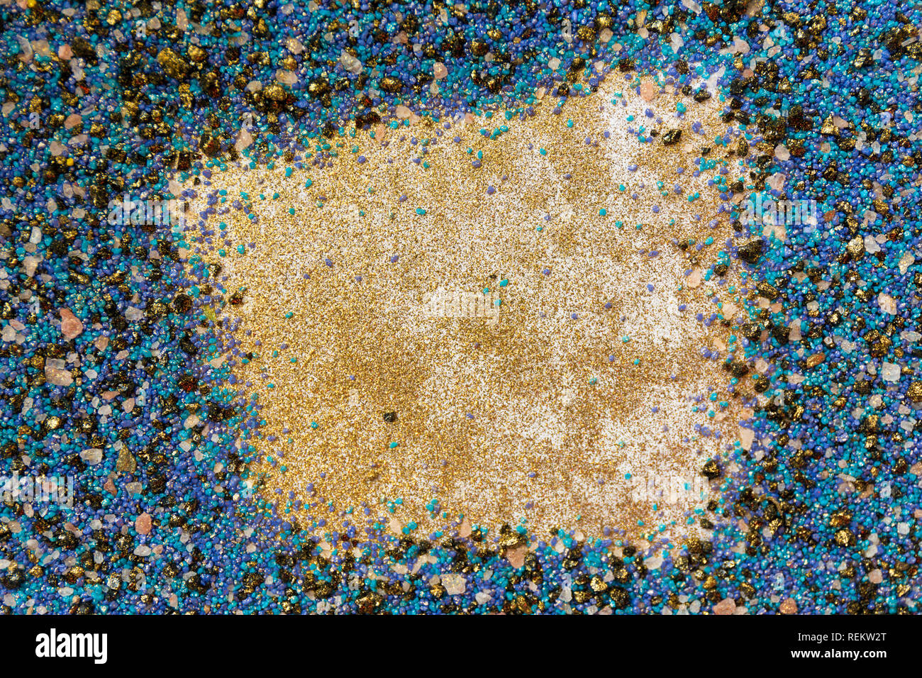 Layered colorful sand pattern. Marble style background. Blue and gold ...