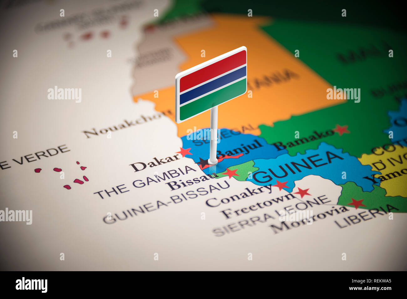 Gambia country border map hi-res stock photography and images - Alamy