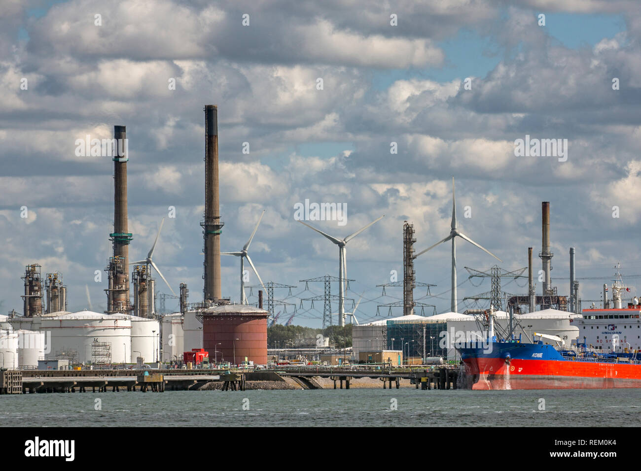 The Netherlands, Rotterdam, Port of Rotterdam, harbour. Tanker in 6th ...