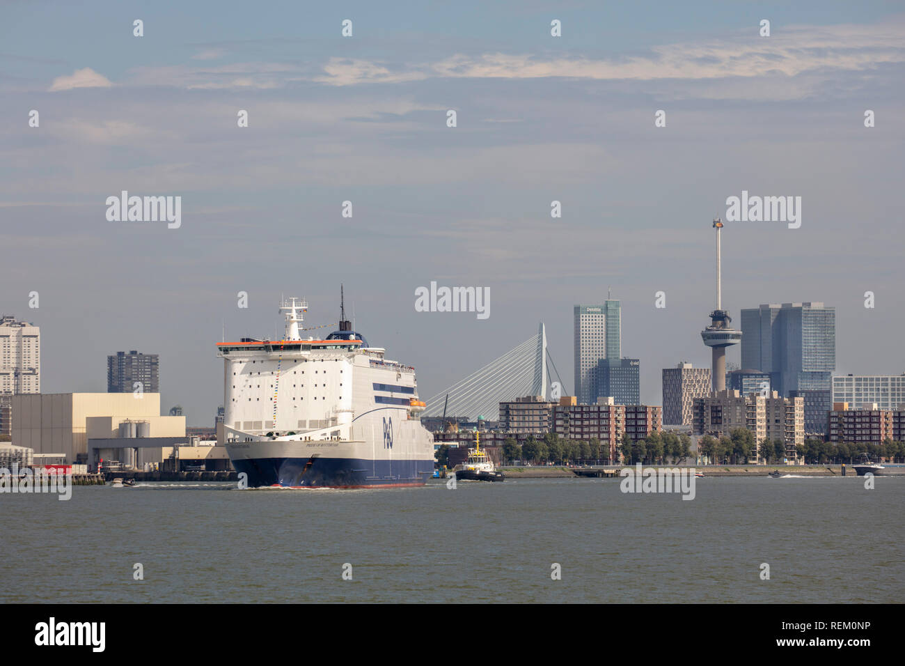 The Netherlands, Rotterdam, Port of Rotterdam, harbour. Skyline. P&O ...