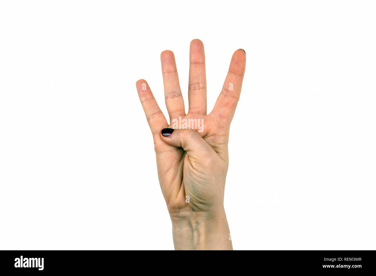 four finger on white background Stock Photo - Alamy