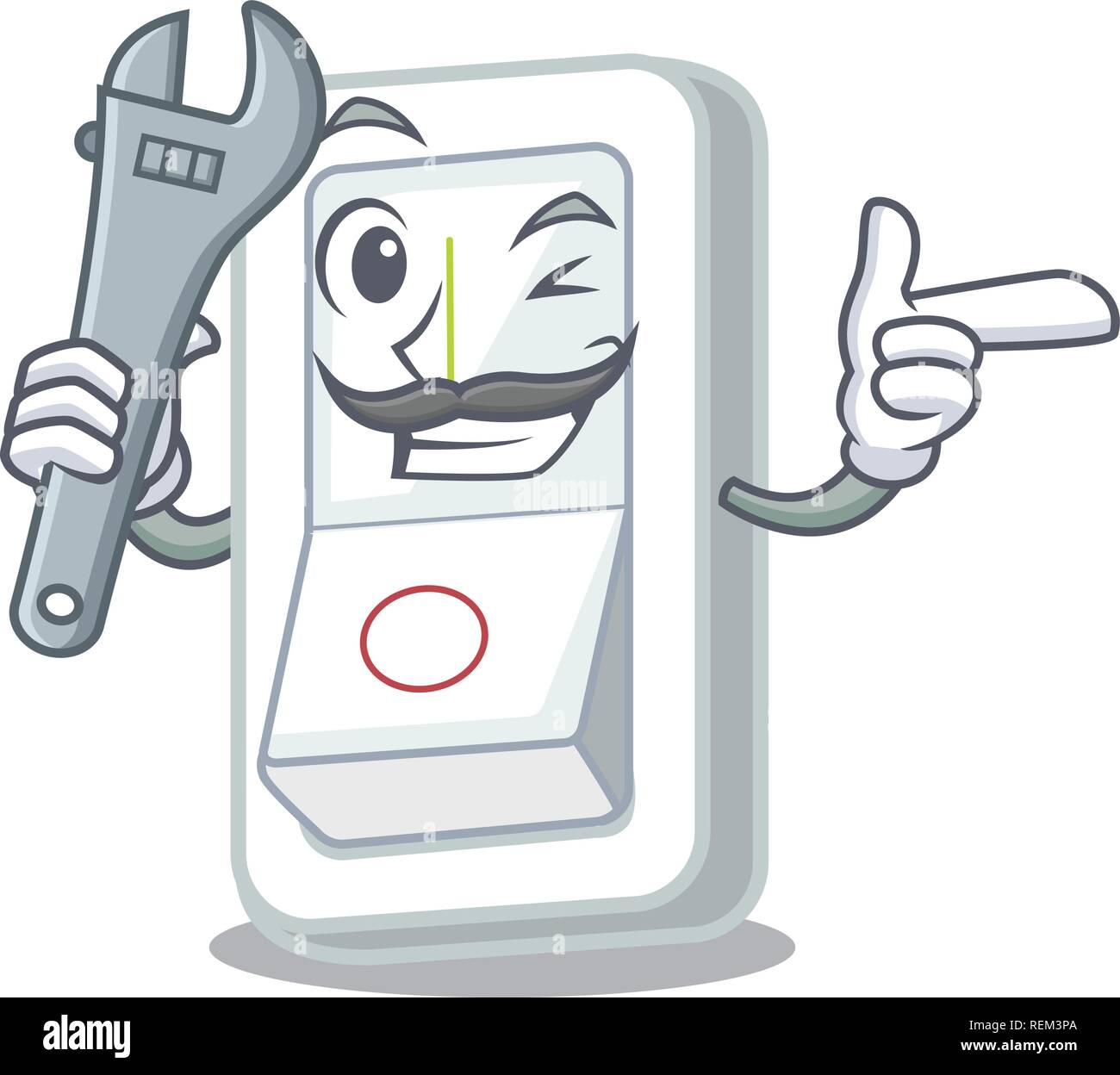 Mechanic light switch above cartoon wooden wall Stock Vector Image ...