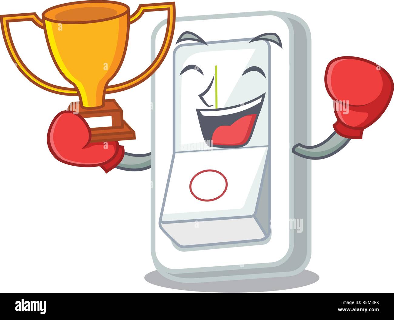 Boxing winner light switch above cartoon wooden wall Stock Vector Image ...