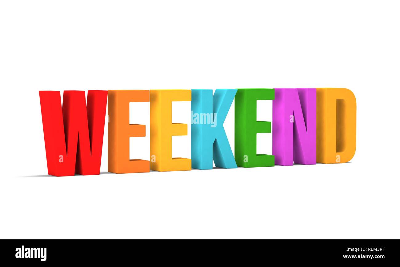 Weekend word. 3D Render illustration in white background Stock Photo ...