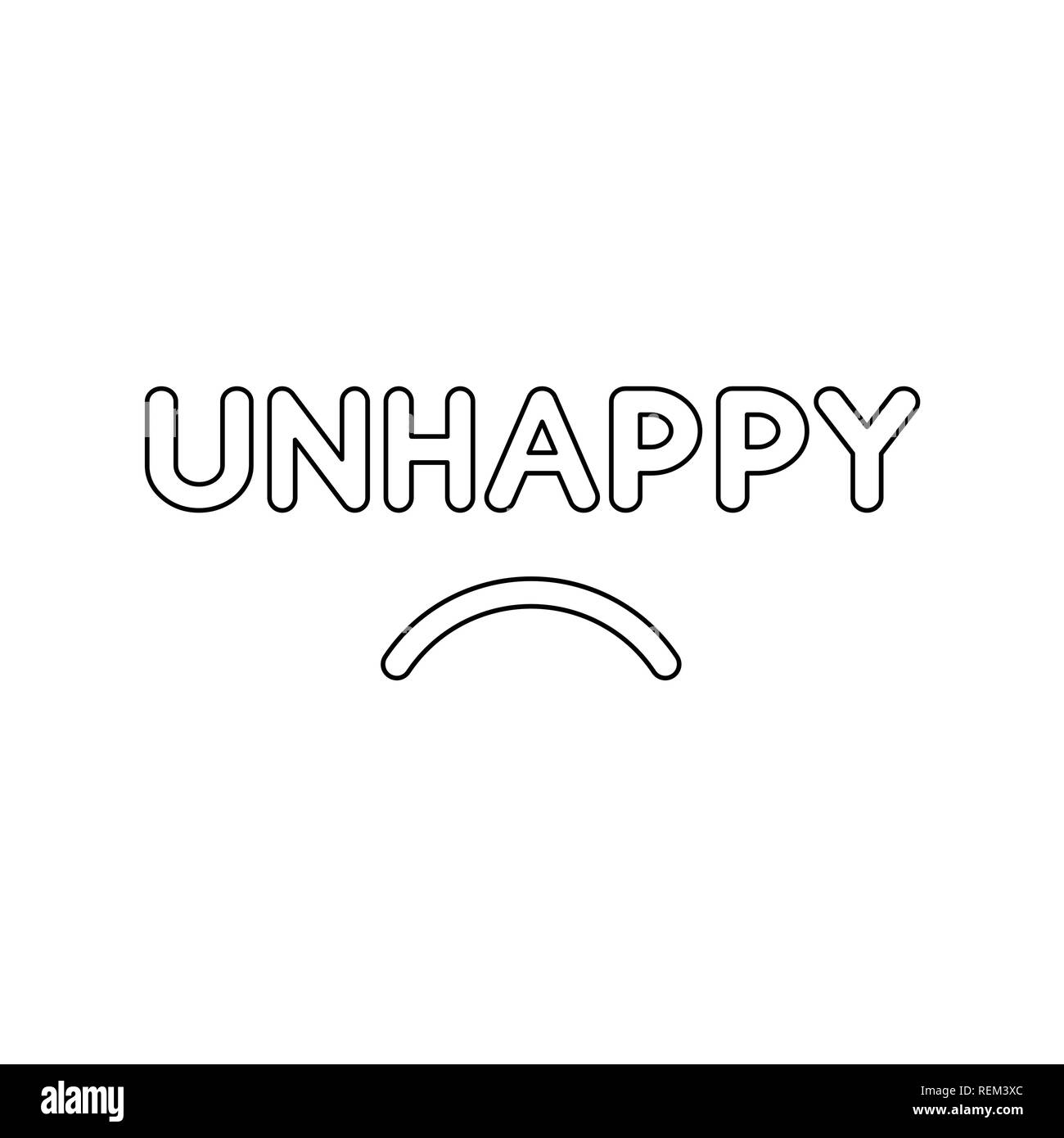 Flat design style vector illustration concept of unhappy text with ...