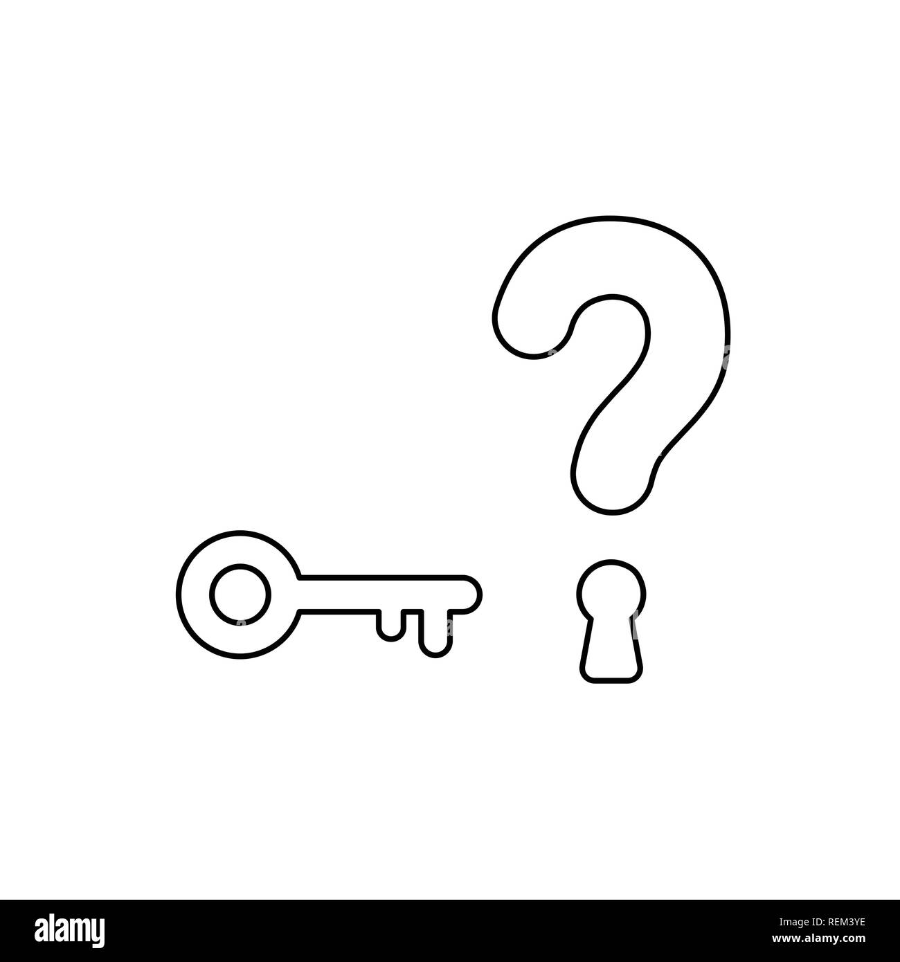 Flat design style vector illustration concept of question mark with key ...