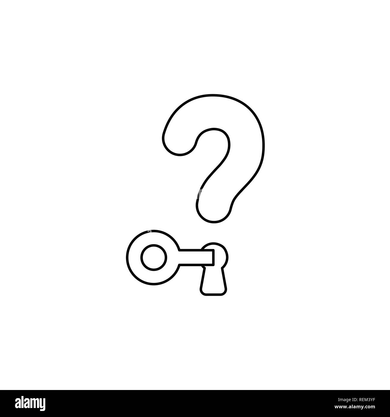 Flat design style vector illustration concept of question mark with key ...