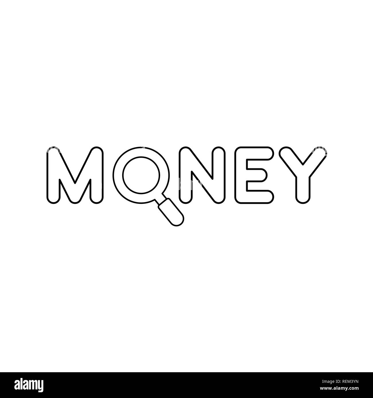 Flat design style vector illustration concept of money text with grey ...