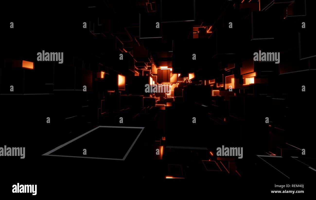 Abstract dark cubes and bright red flashes Stock Photo - Alamy