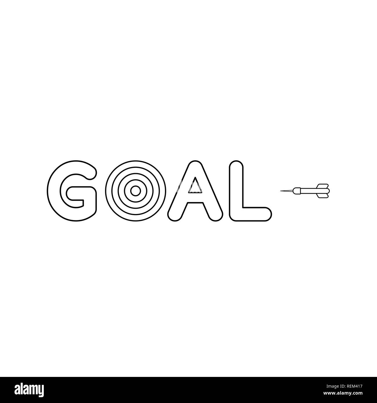 Flat design style vector illustration concept of goal text with bulls ...