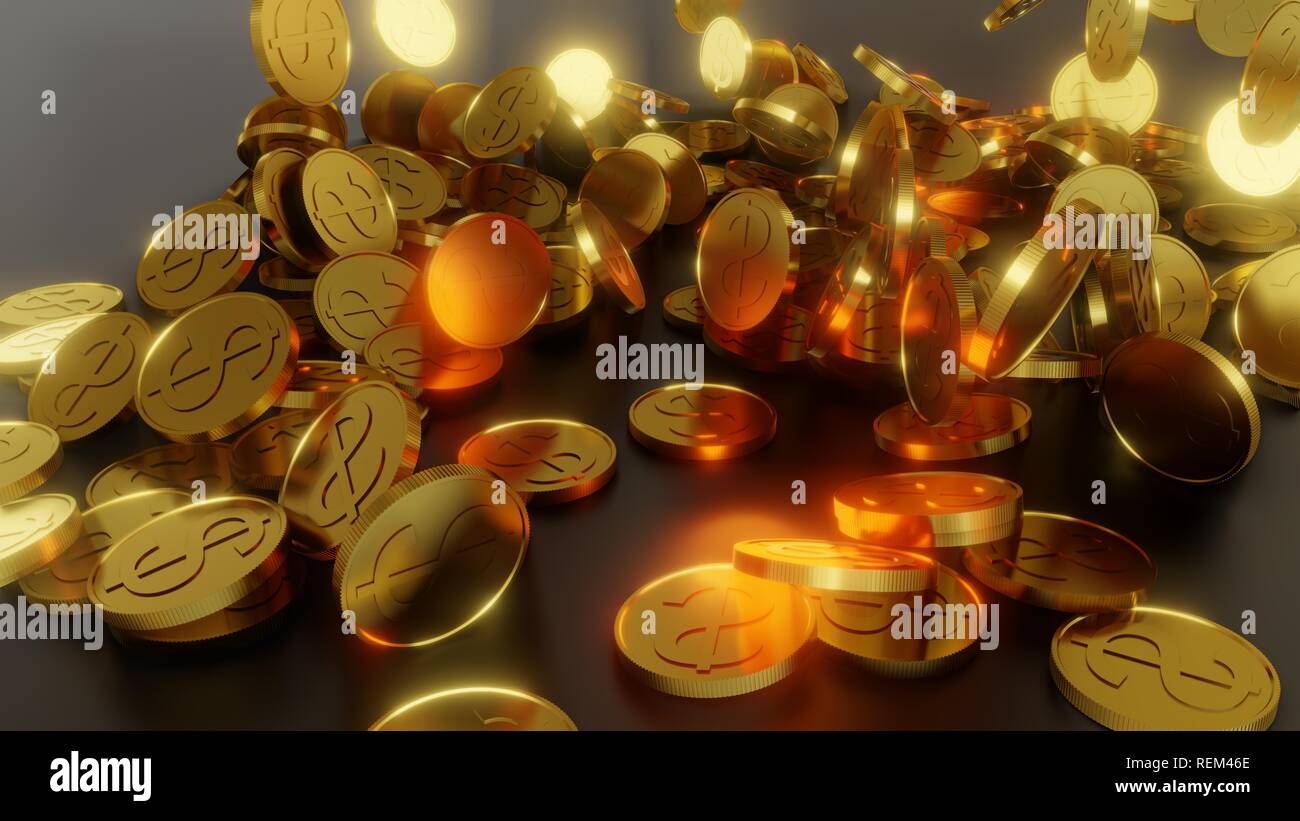 Falling gold coins. The concept of success Stock Photo - Alamy