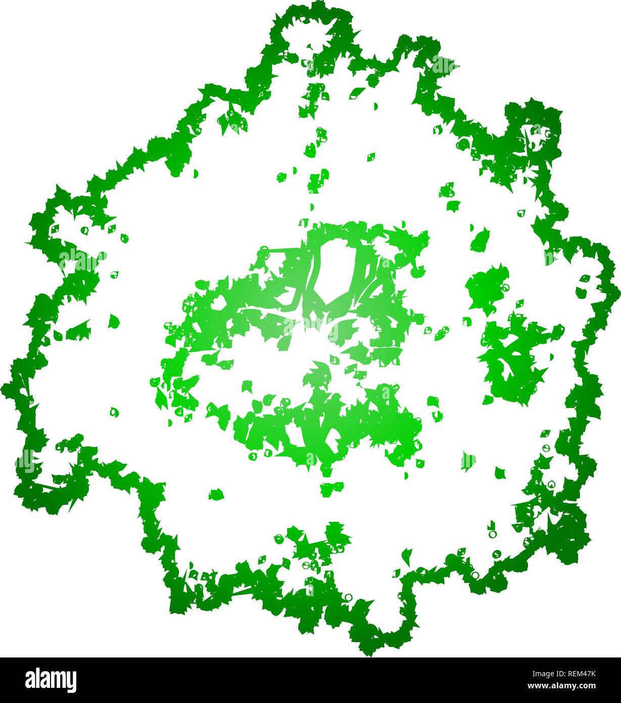 Tree top silhouette isolated - green outlined gradient detailed ...